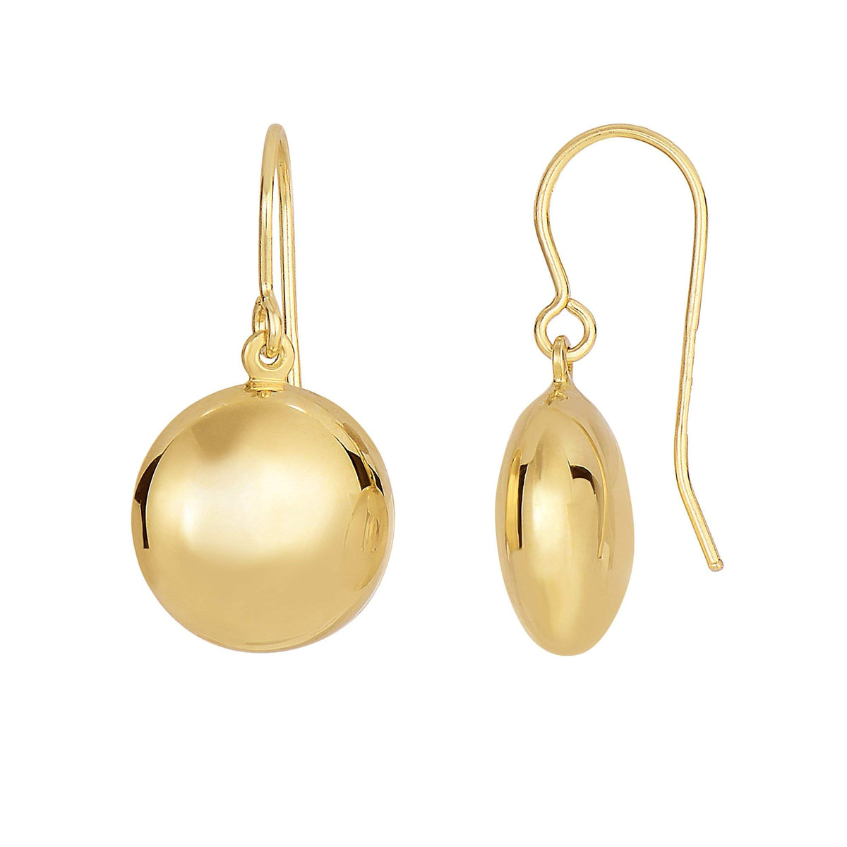 14K Yellow Gold Puff Circle Earrings, Euro Wire Clasp - 10mmx20mm, 1 ...
